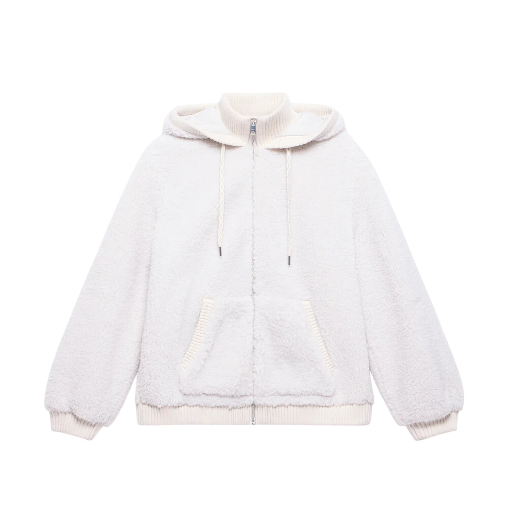 Mint Velvet Cream Borg Zip Hood Jacket | Jarrolds, Norwich