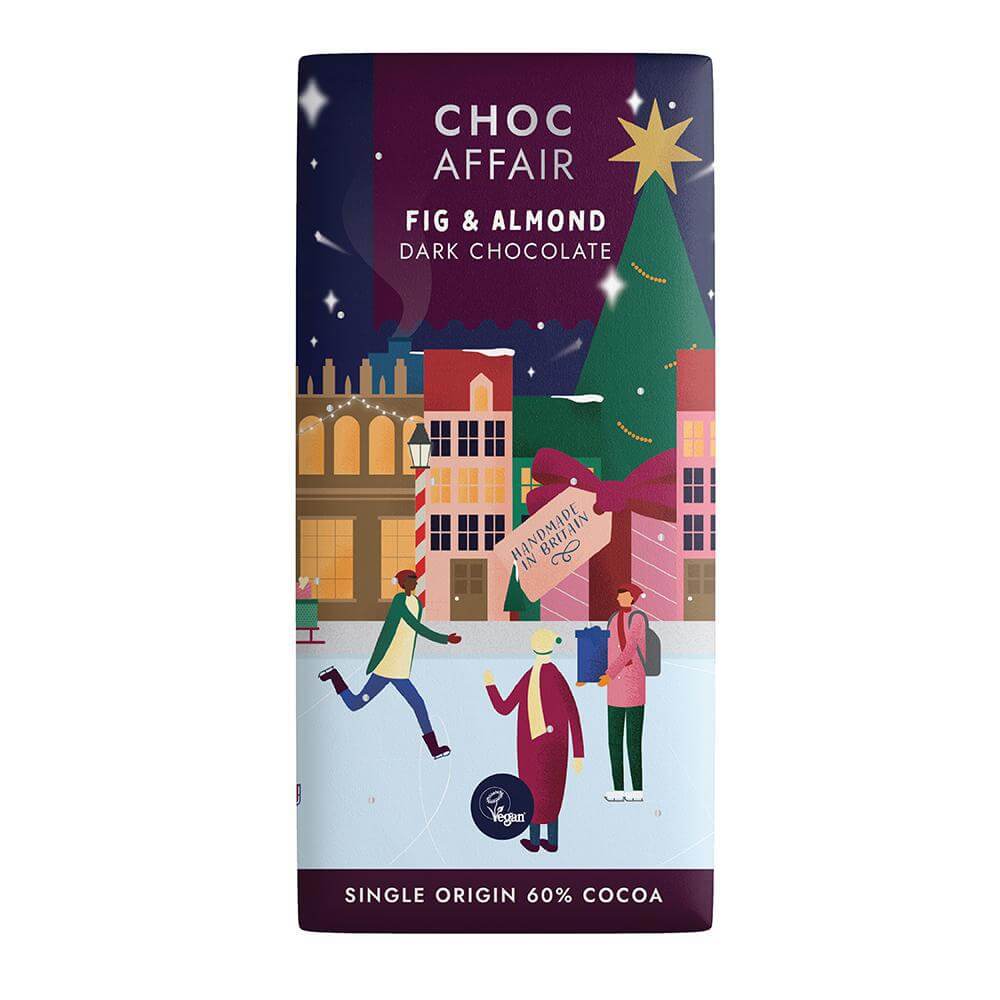 Choc Affair Fig And Almond Dark Choc Bar 90g | Jarrolds, Norwich