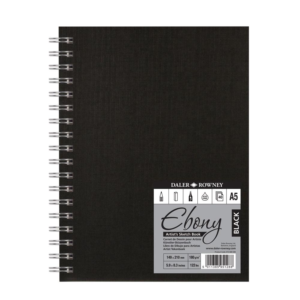Daler Rowney Black Paper Portrait Spiral Sketchbook