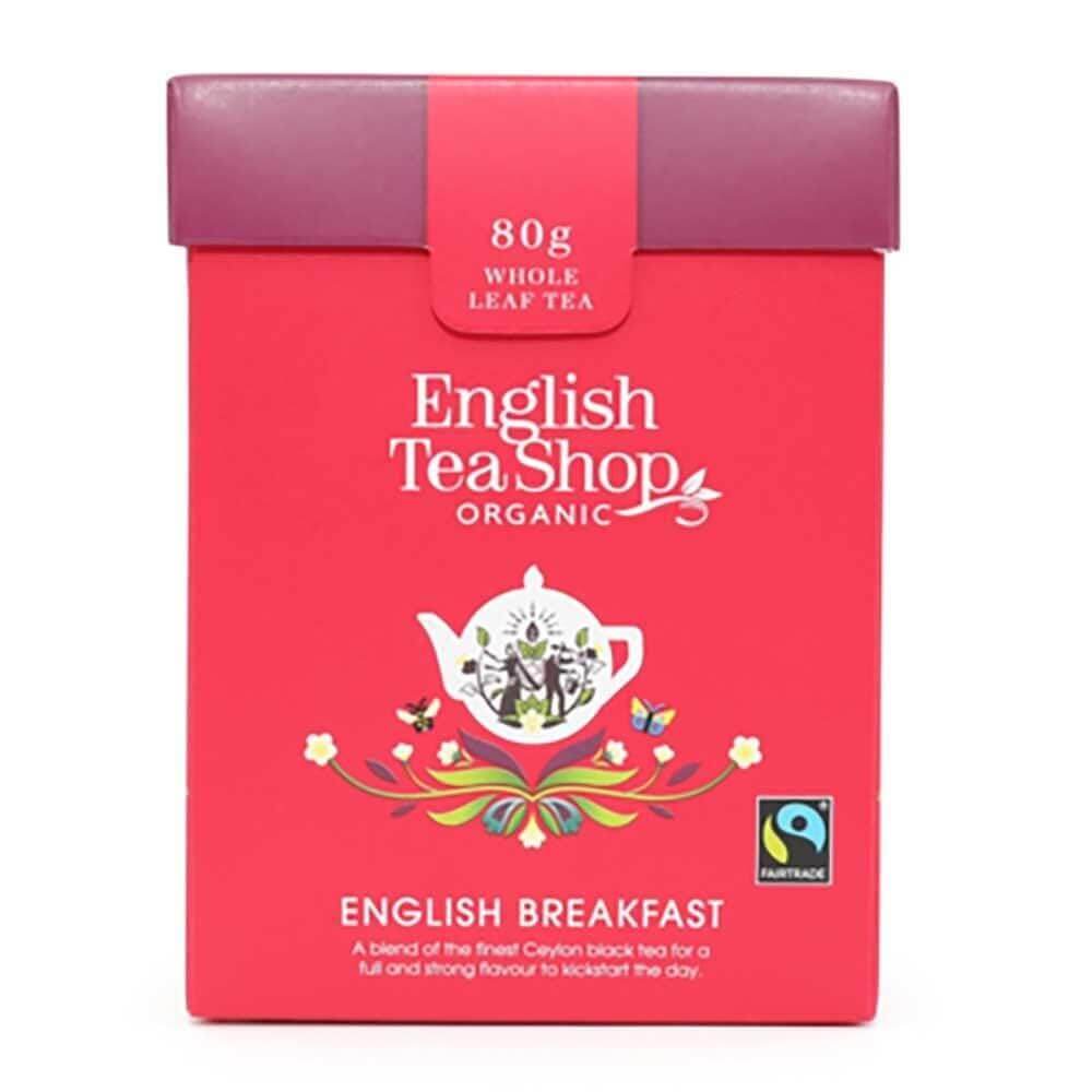 English Tea Shop Organic Fairtrade English Breakfast Whole Leaf Tea 80g ...