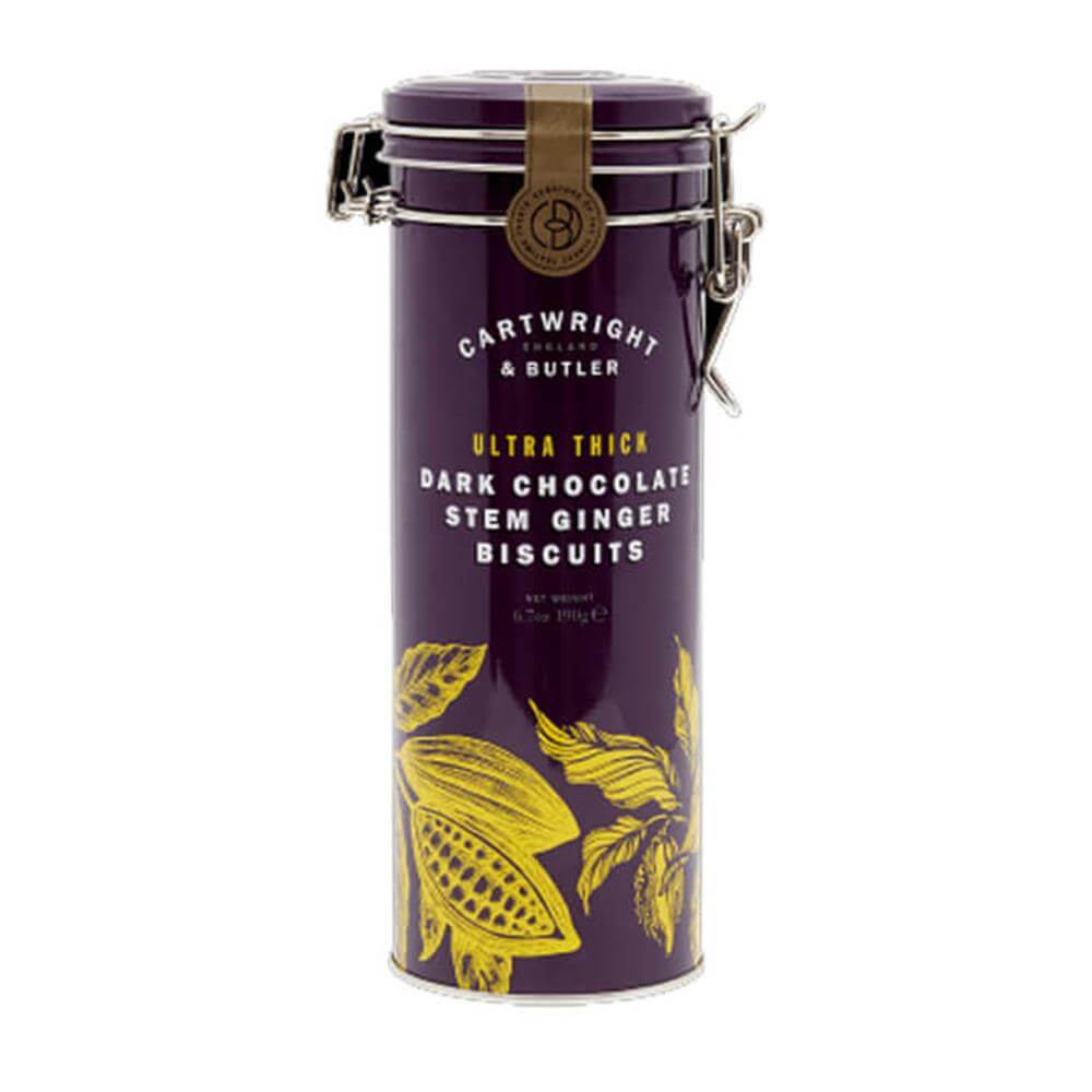 Cartwright & Butler Ultra Thick Dark Chocolate Ginger Biscuits Tin ...