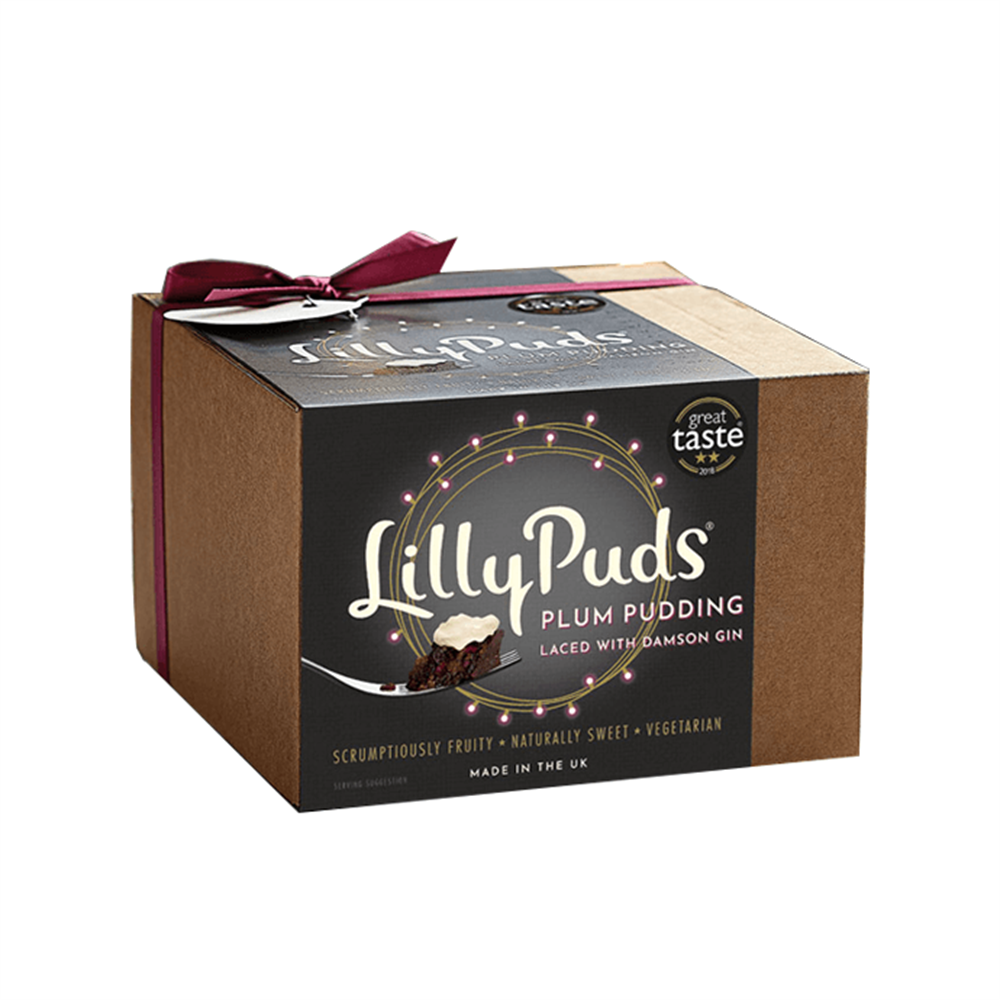 Lilly Puds Plum Pudding Laced with Damson Gin 454g | Jarrolds, Norwich
