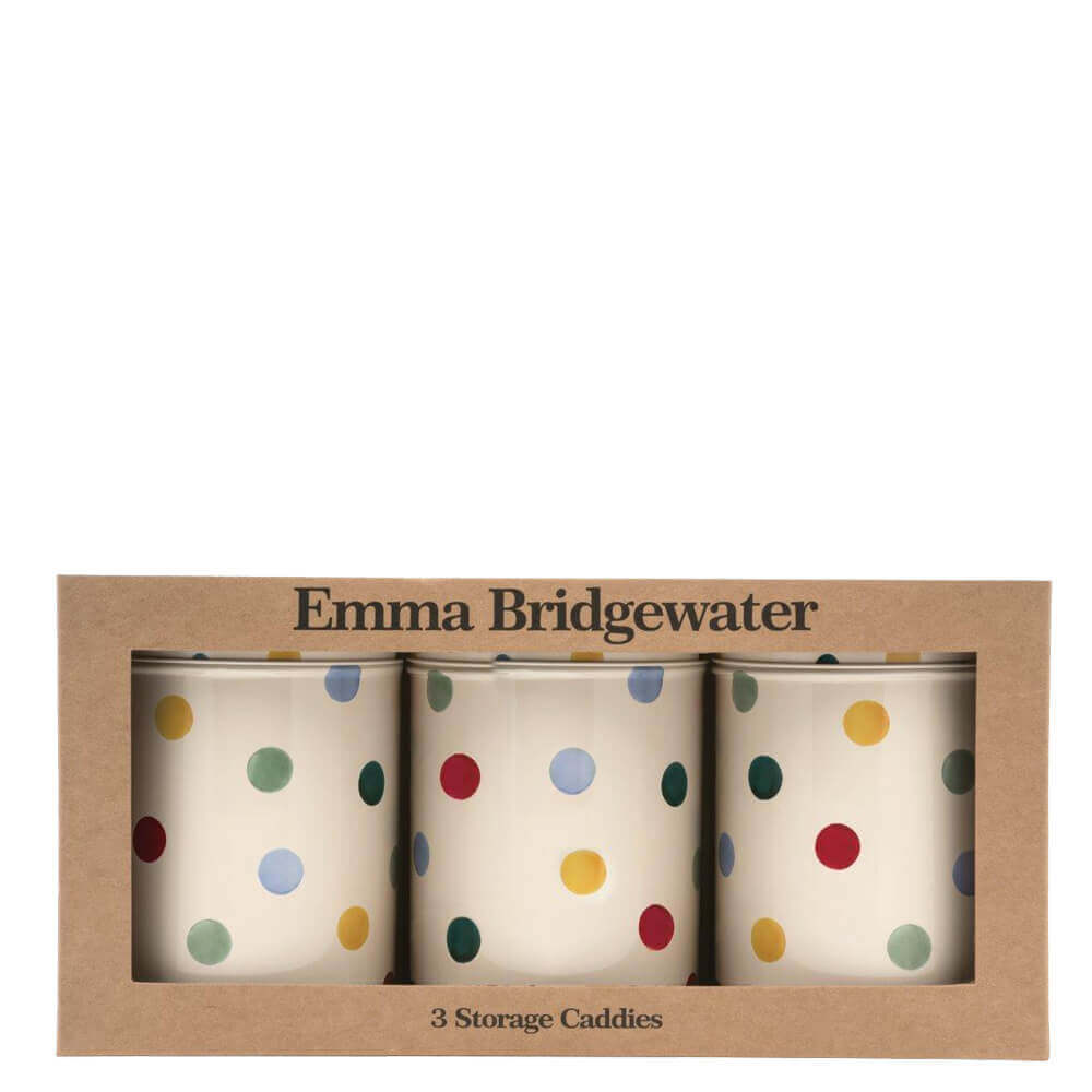 Emma Bridgewater Polka Dot Set of 3 Round Tin Caddies | Jarrolds, Norwich