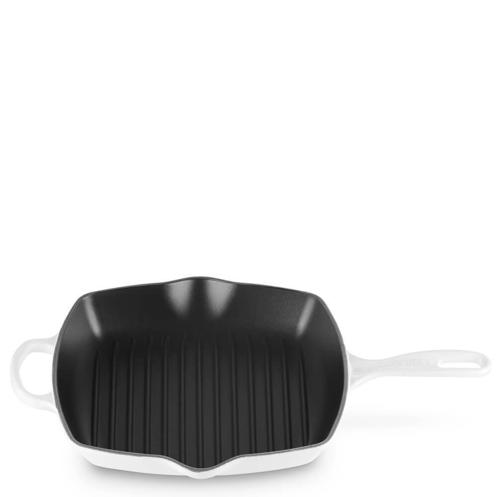 Le Creuset Signature White Cast Iron Square Grillit 26cm | Jarrolds ...
