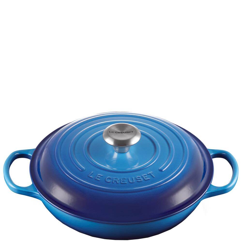 Le Creuset Signature Azure Cast Iron Shallow Casserole 26cm | Jarrolds ...
