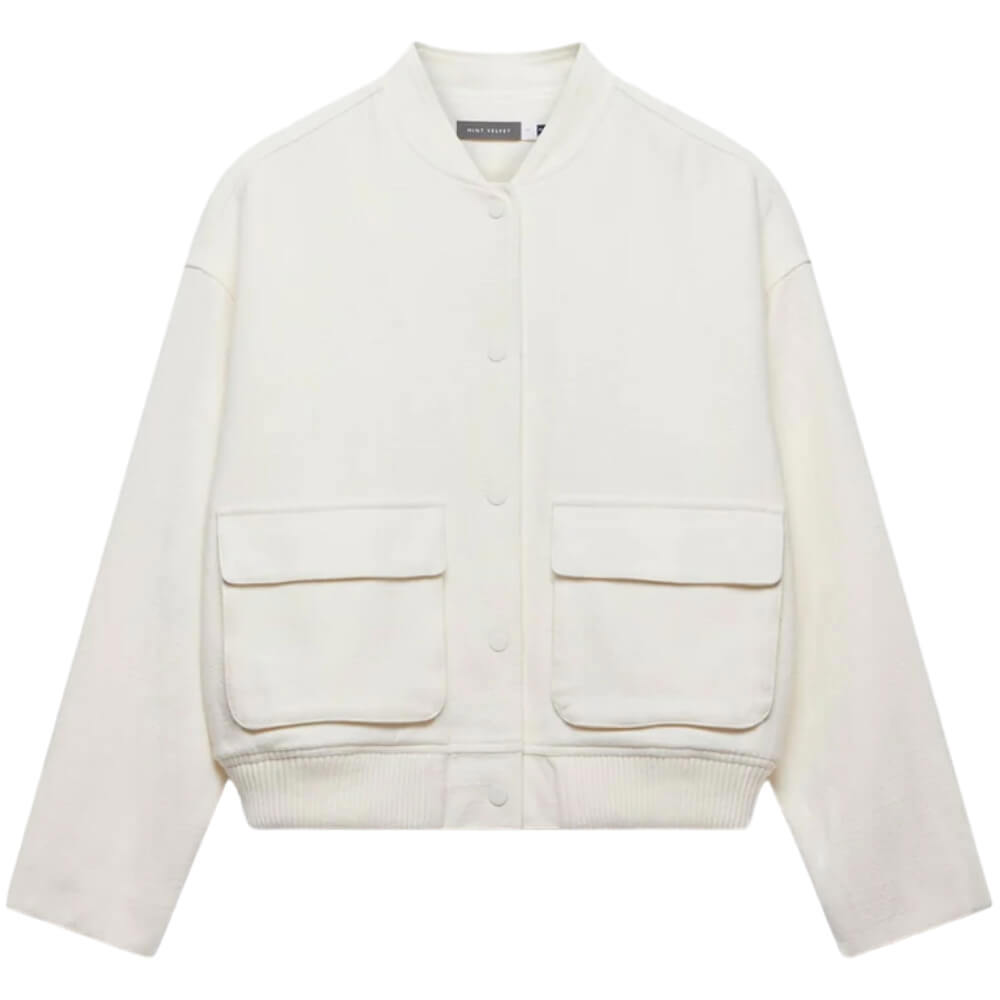 Mint Velvet Cream Textured Bomber Jacket | Jarrolds, Norwich