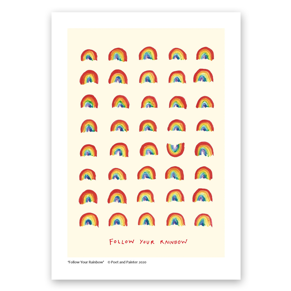 Poet and Painter ' Follow Your Rainbow' Original Art Print A4 ...