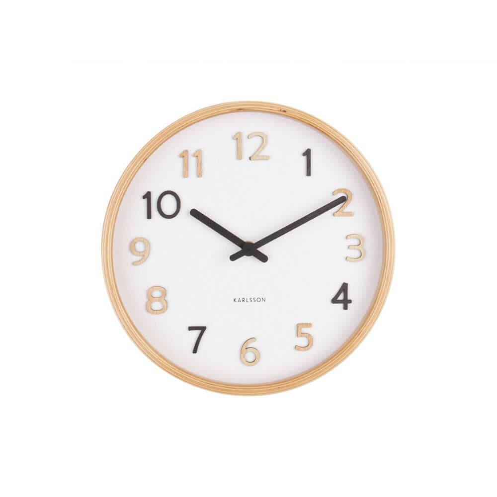 Present Time Karlsson Pure Wood Grain Round Wall Clock Small | Jarrolds ...