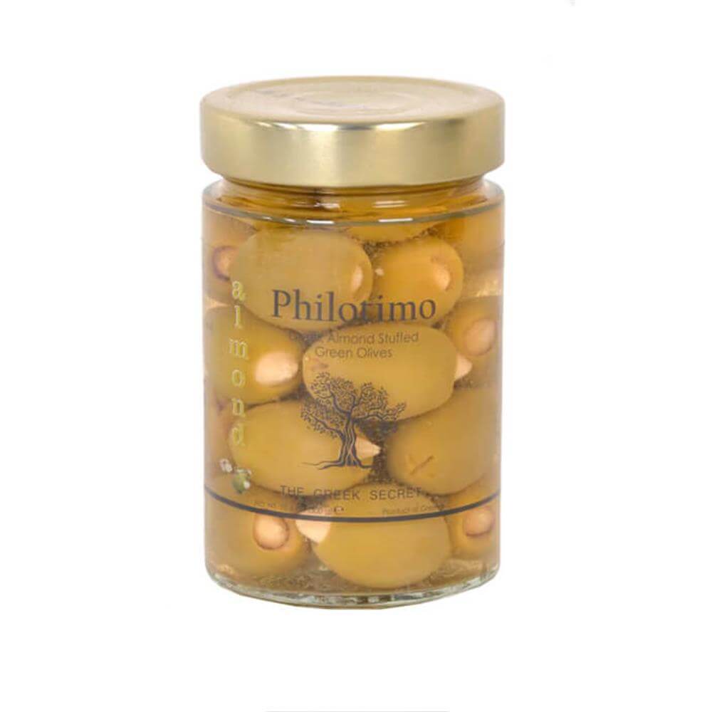 The Greek Secret Philotimo Almond Stuffed Green Chalkidiki Olives 300g ...