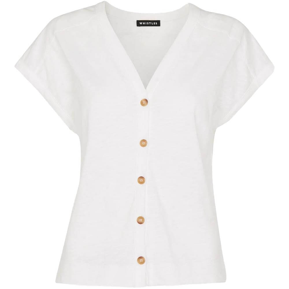 Whistles Aubrie White Button Through Top | Jarrolds, Norwich