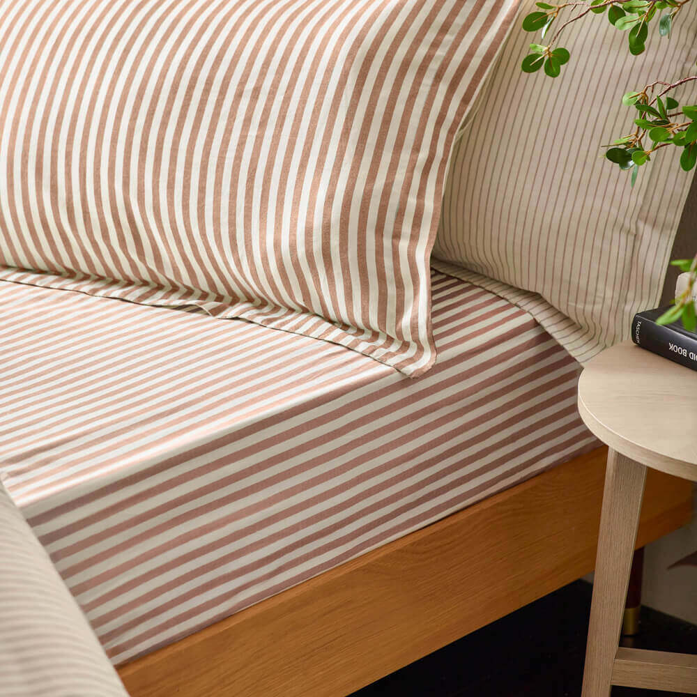 Yard Hebden Pecan Stripe Fitted Sheet | Jarrolds, Norwich